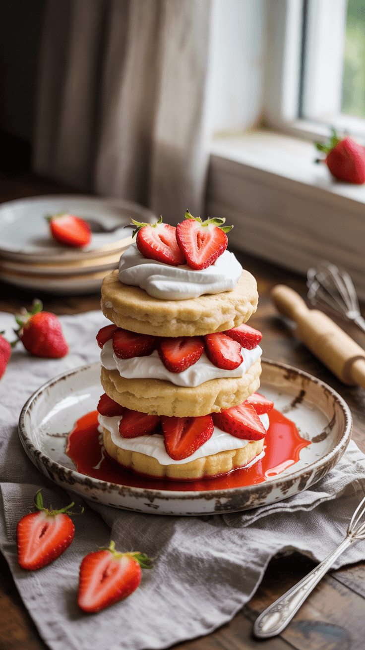 Rustic and Elegant Strawberry Shortcake with Whipped Vanilla Cream and ...